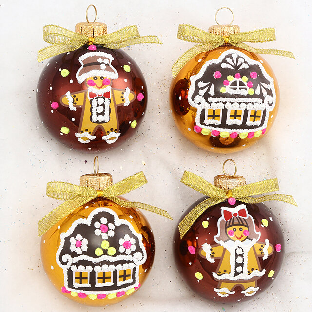 Набор стеклянных елочных шаров Сластена 6 см, 4 шт, Фабрика Елочка, С1733