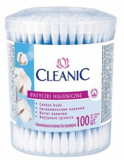 Cleanic Ватные палочки гигиенические в круглой коробке, 100 шт