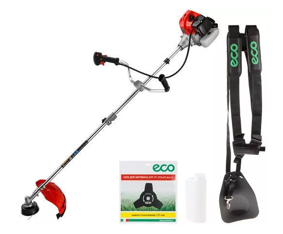 Мотокоса ECO GTP-250S Power с разборной штангой (2.5 кВт, 3.4 л. с лёгкий запуск, разборная штанга, нож 3Т, ремень двухлямочный, вес 7.8 кг) (EC1515-