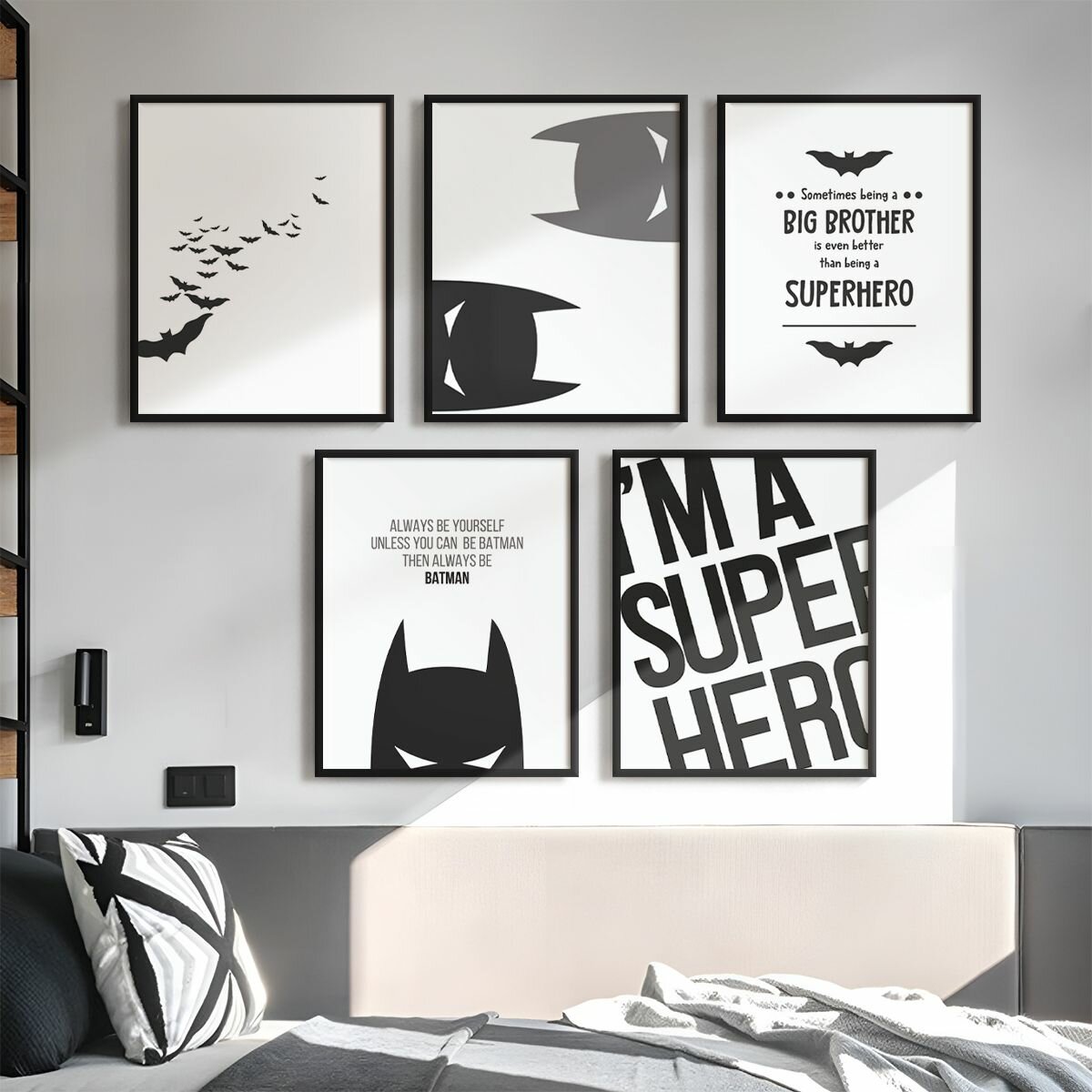 Постер 5 шт без рамки "Бэтмен" набор картин для интерьера
