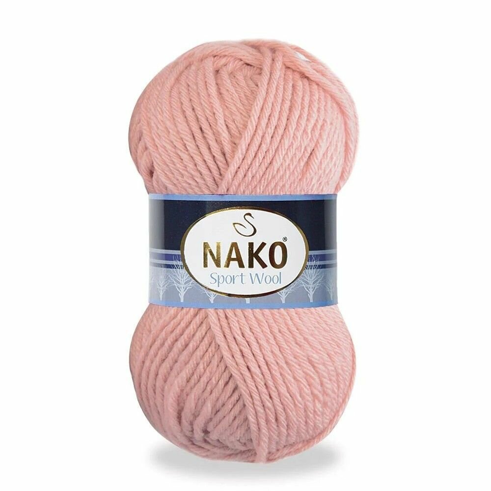 Пряжа Sport wool Nako, свет. пудра - 2406, 25% шерсть, 75% премиум акрил, 5 мотков, 100 г, 120 м.