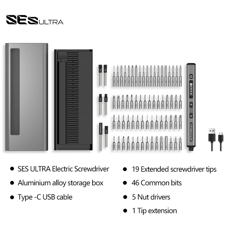 SES Ultra Электрическая отвертка 70 в 1, Grey