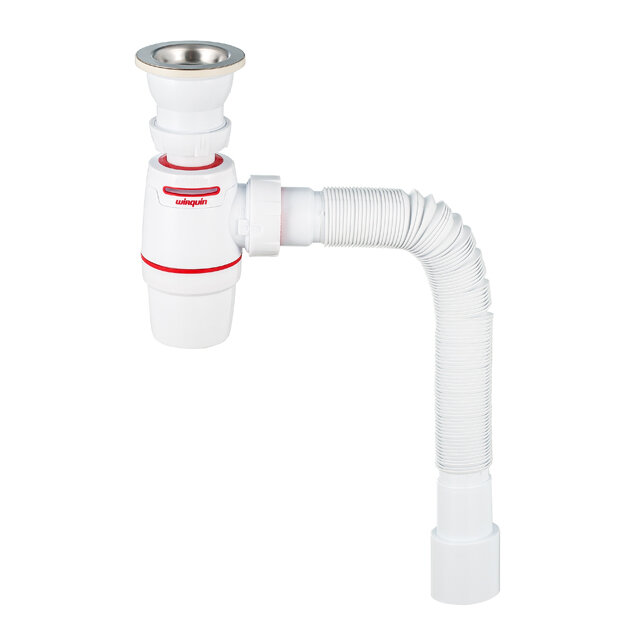 WIRQUIN Air System сифон для мойки 1 1/2х40 с выпуском белый компактный монтаж