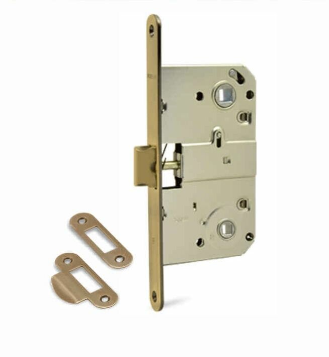 Защелка дверная корпус "чибис" 390-РB (золото) центр ригель под фиксатор/под ручку, м/о 90мм