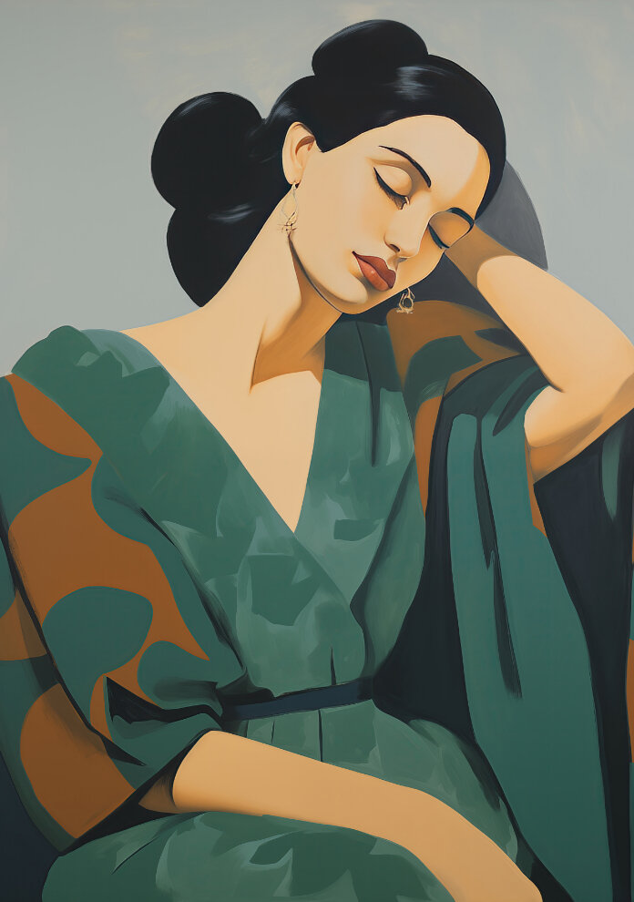 Постер интерьерный DARI DARI «Девушка в зеленом платье», А2