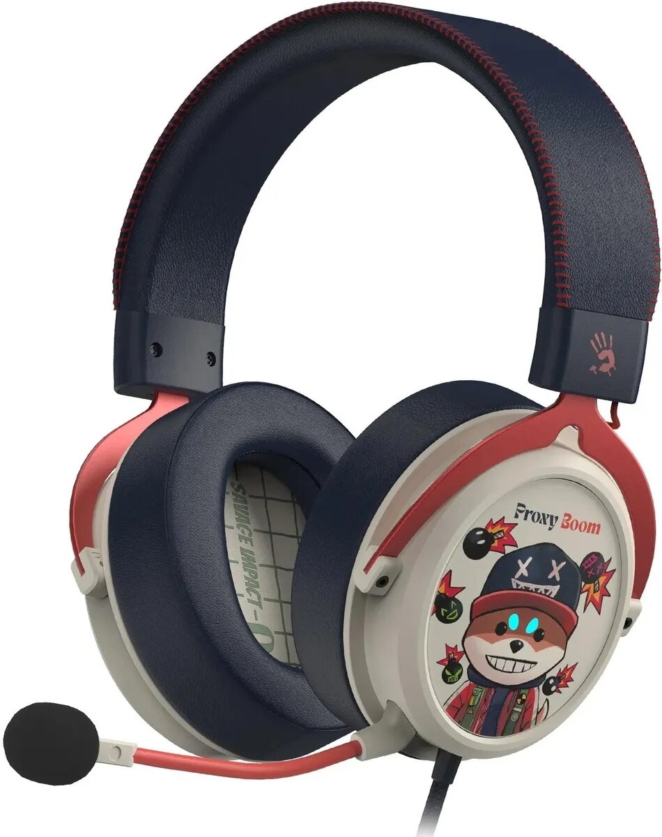 Наушники A4Tech "Bloody M595", мониторные, с оголовьем, с микрофоном, USB, 2,3 м