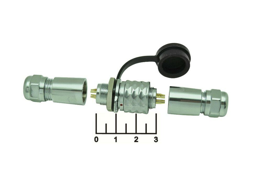 Разъем 2pin в комплекте на кабель с крышкой хром быстросъемный КД-007-2