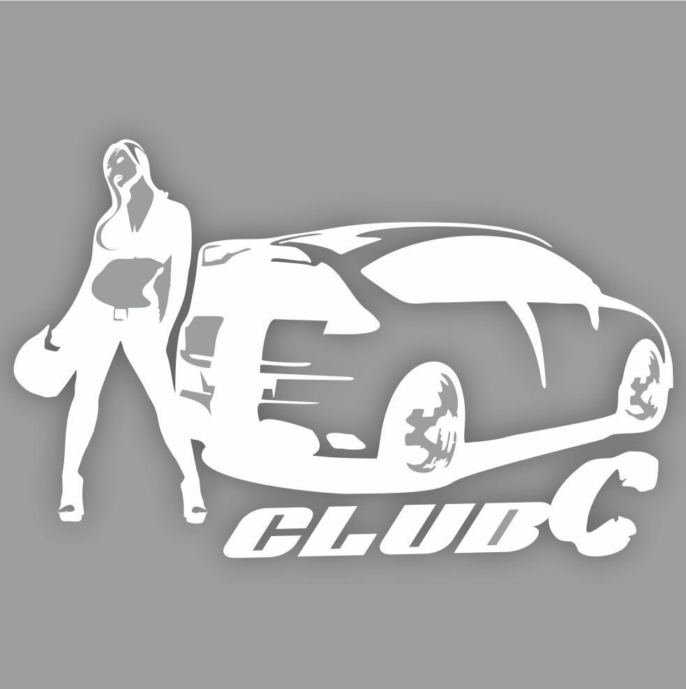 Наклейка клубная 200х300мм (девушка) CITROEN C4 "Club C", белая (плоттер), Арт рэйсинг
