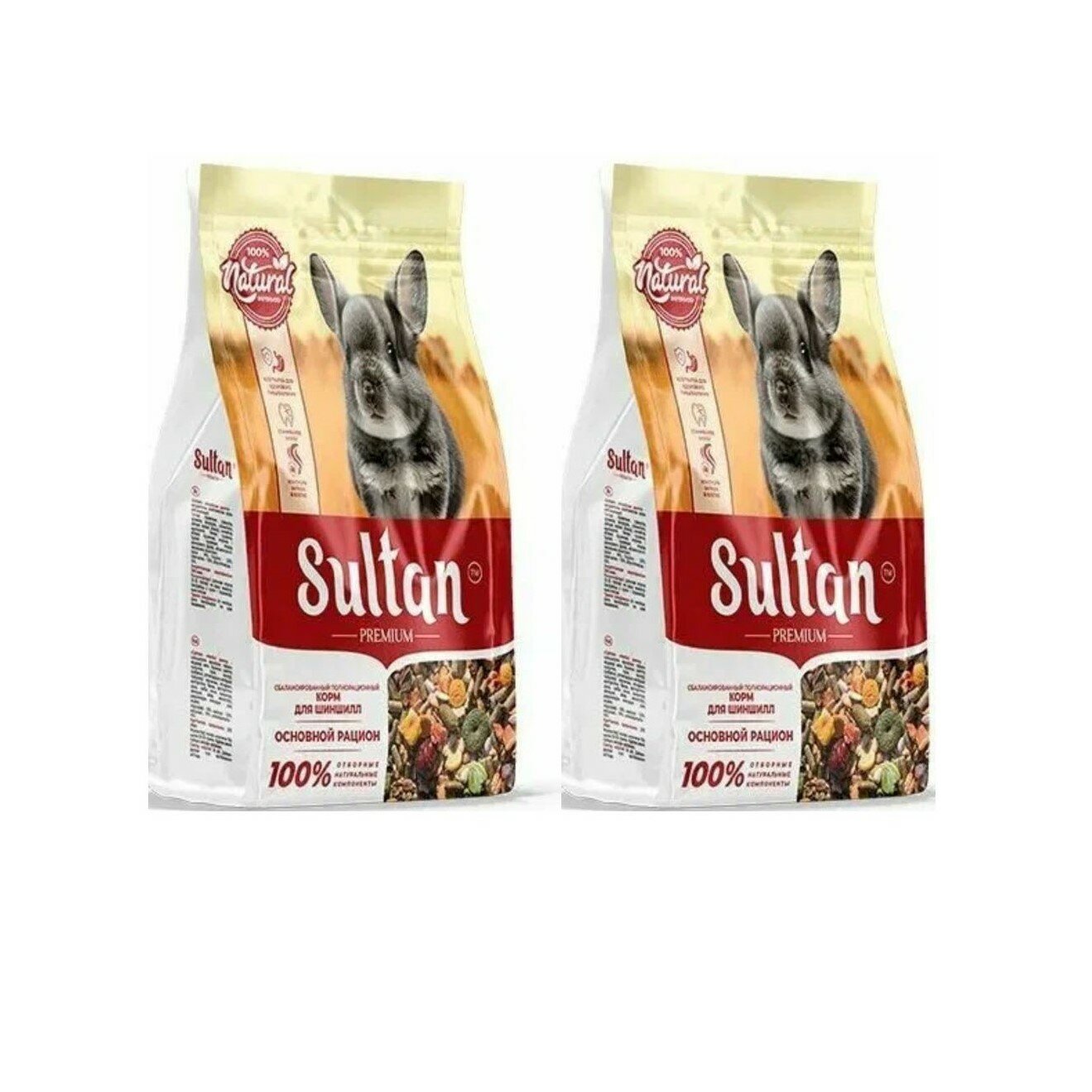 Sultan Premium Корм дляшиншилл Основной рацион 400г*2шт