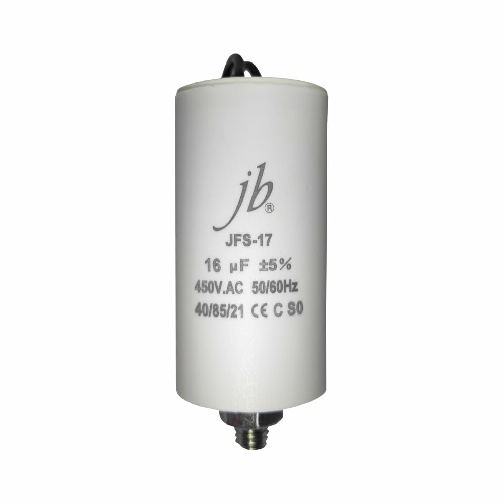 Конденсатор пусковой JB Capacitors 16 мкФ, 450 В, 40x75, JFS-17 (CBB60-G) (гибкие выводы+болт), JFS17A6166J000000B-101