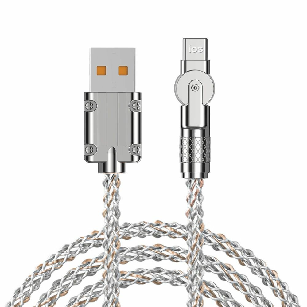 Кабель зарядный Vivacat с USB на Lightning, вращающийся, RGB, USB-A / Lightning, передача данных, быстрая зарядка, 1 метр