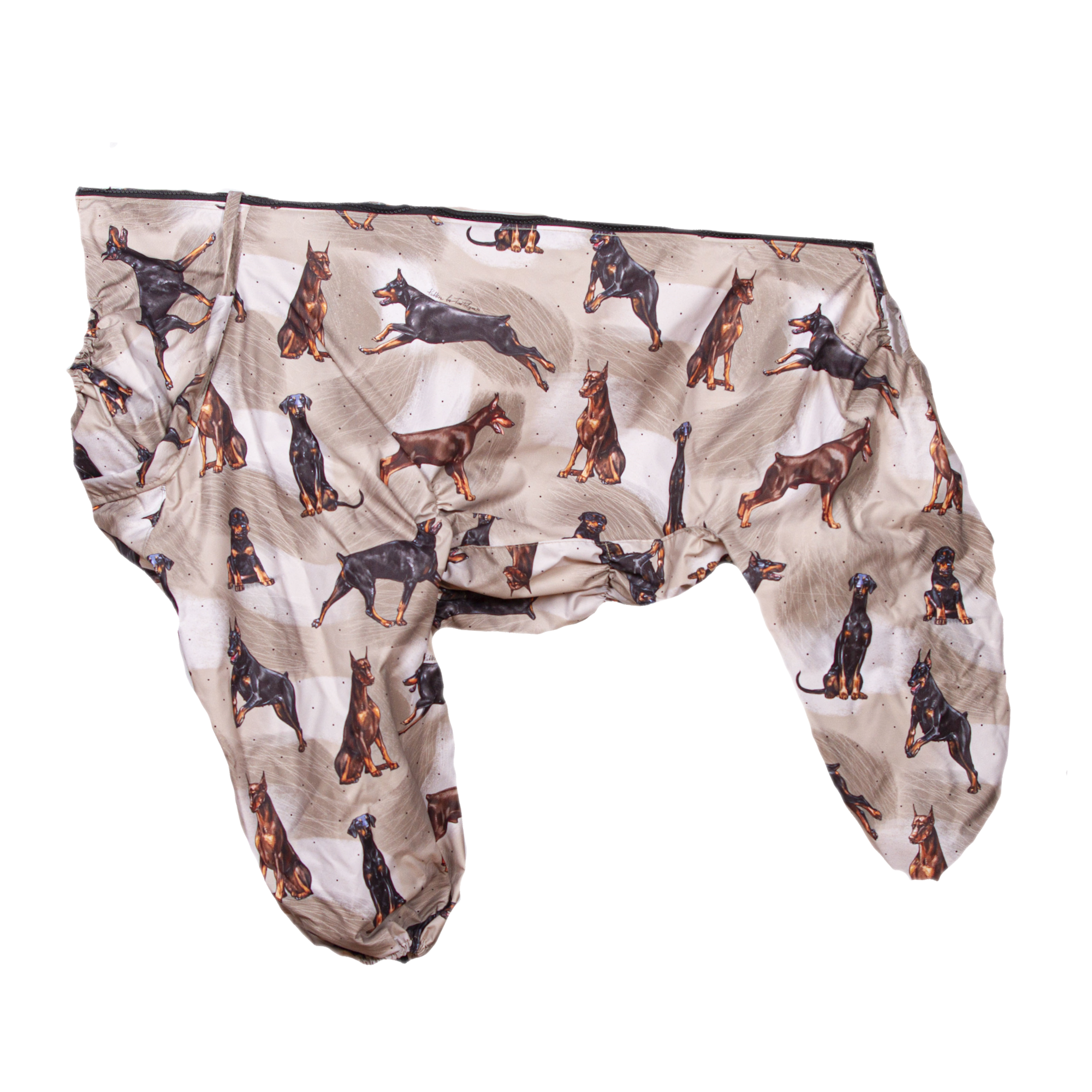 Комбинезон-дождевик для добермана суки, мембрана, цвет Доберманы