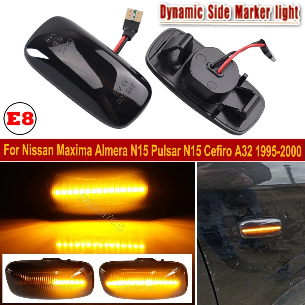 2 шт. для Nissan Skyline R34 Almera N15 N16 Pulsar Maxima QX Sunny G10 Primera Dynamic Smoked Black