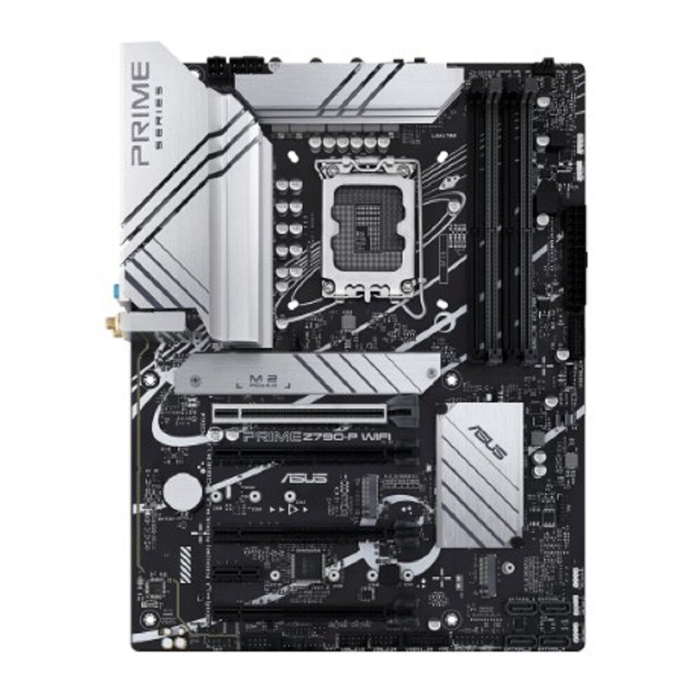 Материнская плата ASUS PRIME Z790-P WIFI (Socket 1700, ATX, 4xDDR5(192GB), DP/HDMI, 1xPCIe 5.0x16/3xPCIe 4.0x16/1xPCIe 3.0, 1xLAN (2.5GbE), Wi-Fi, BT, 4xSATA 6Gb/s, 3xM.2, 1xType-C, 3xUSB 3.2, 4xUSB 2)
