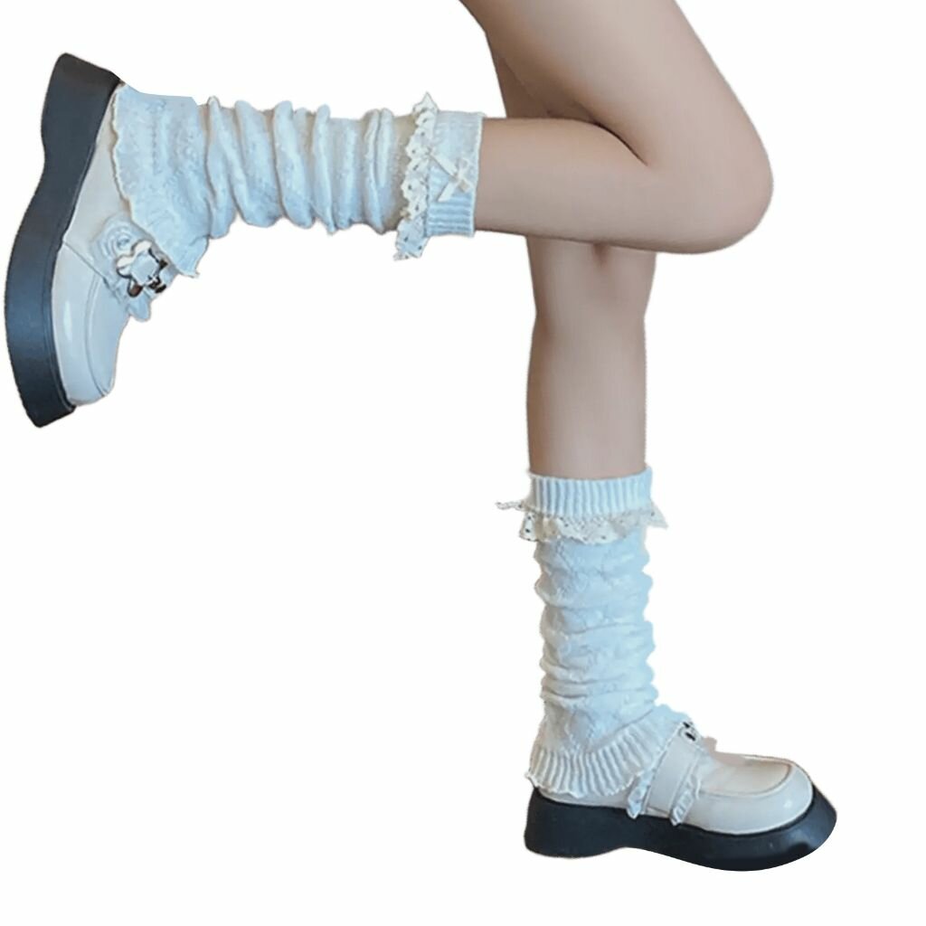 Женские чулки с рюшами и бантом