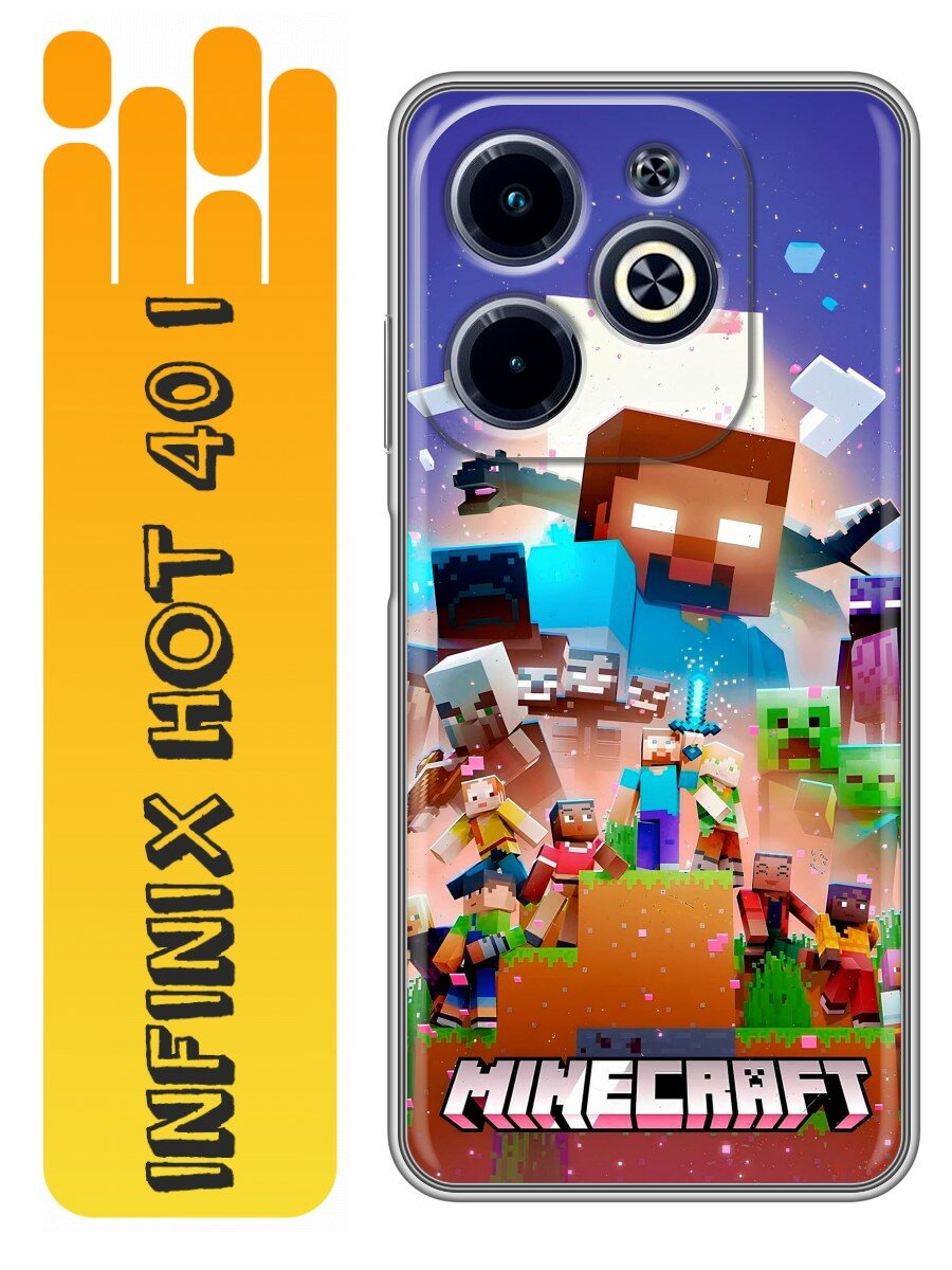 Чехол для Infinix Hot 40i 4G с принтом Minecraft Майнкрафт (Инфиникс Хот 40и 4G)