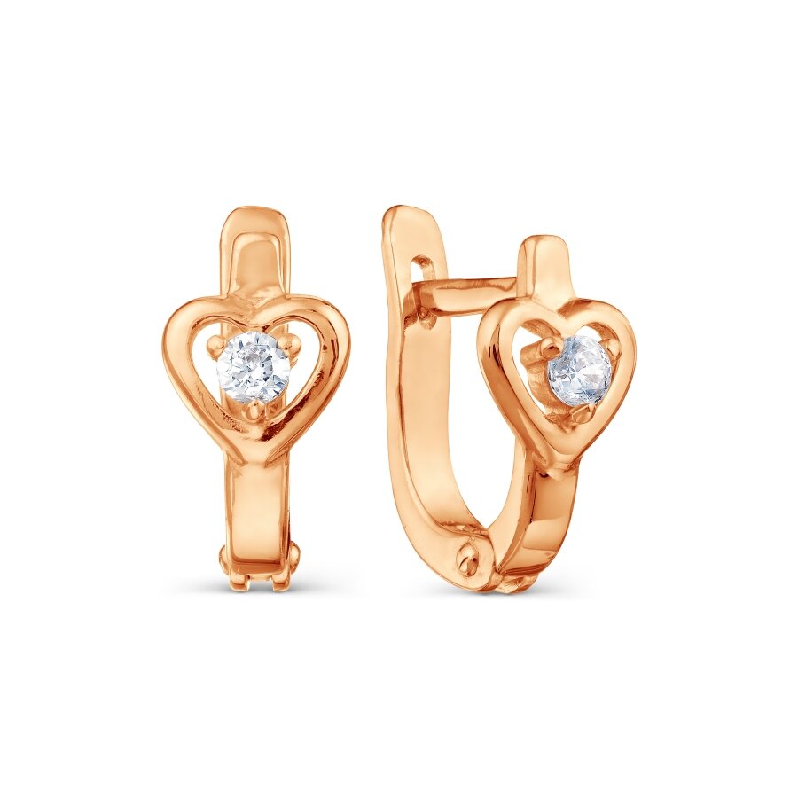 Серьги трансформеры, красное золото, 585 проба, фианит