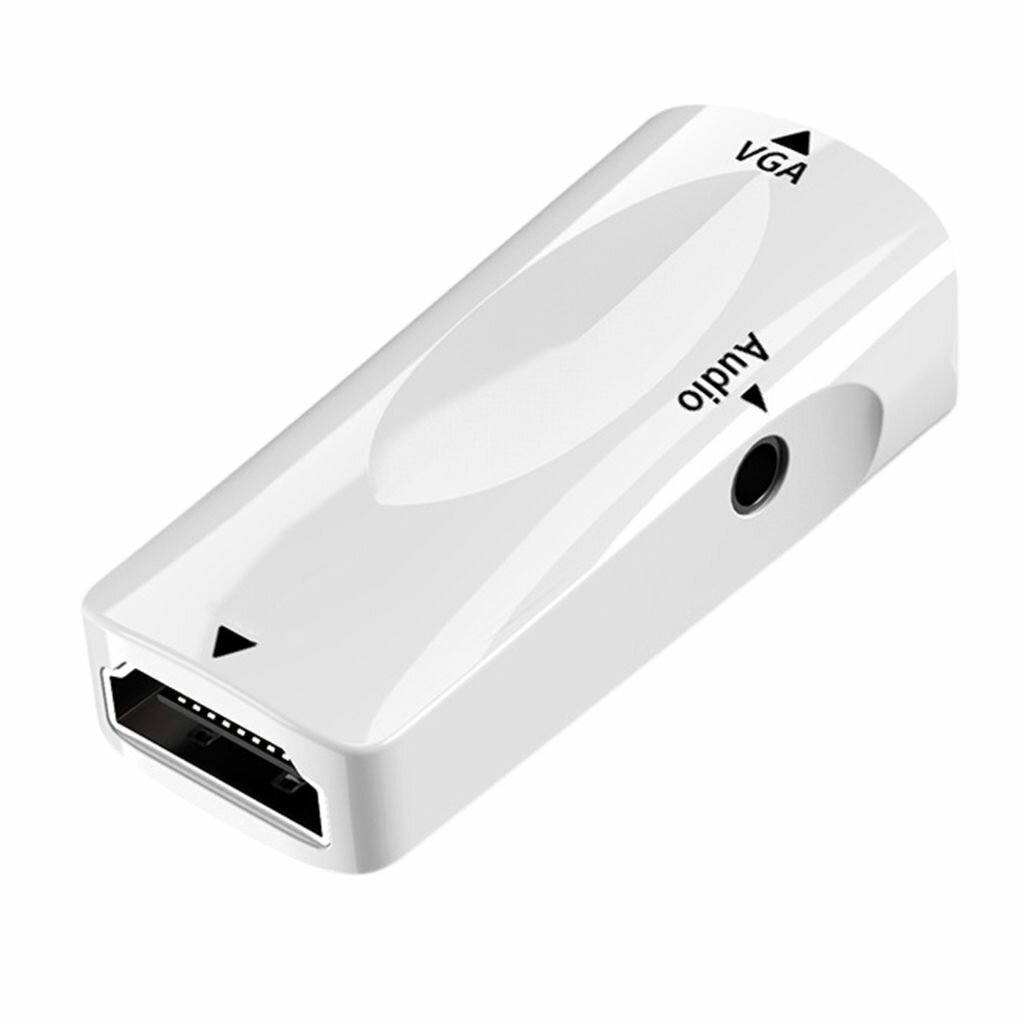 (1 шт) Переходник HDMI на VGA1080P HD с 3,5 мм аудио-белый-женский-мужской-женский