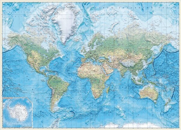 Общегеографическая карта мира, 150 х 100 см GlobusOff