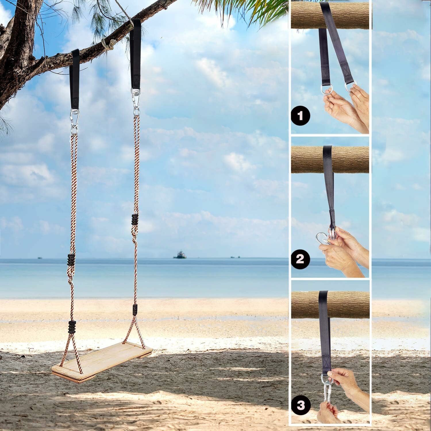 Детские качели деревянные подвесные для дачи и сада, для детей и взрослых, нагрузка 150 кг, регулируемые по высоте