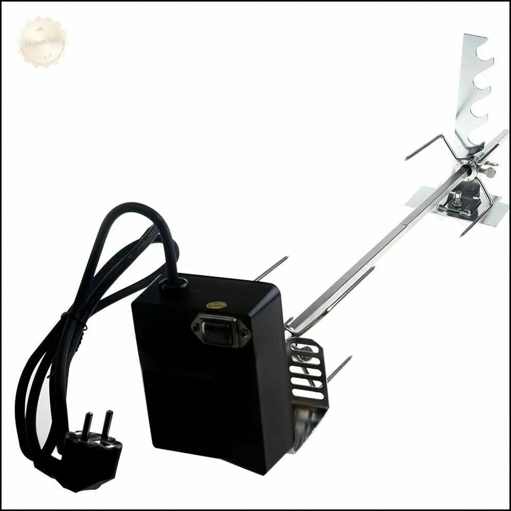 Автоматический набор для гриля с электродвигателем 4 Вт 2 шампура и 4 вилки из нержавеющей стали для мяса, курицы и овощей, удобный и компактный гриль для дома и пикника