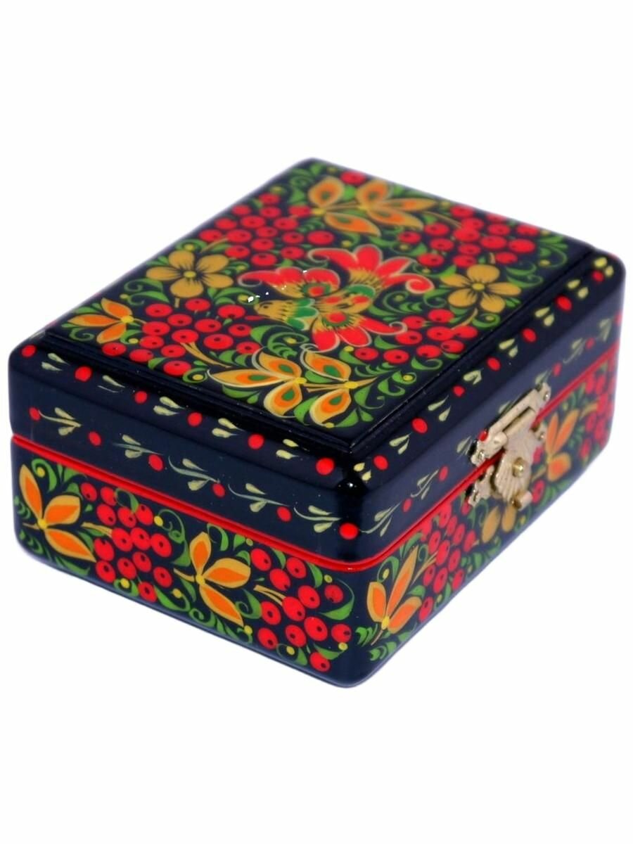 Шкатулка 9х7х4,5 см. - Птичка, Хохломская роспись (Хохлома), ручная авторская работа