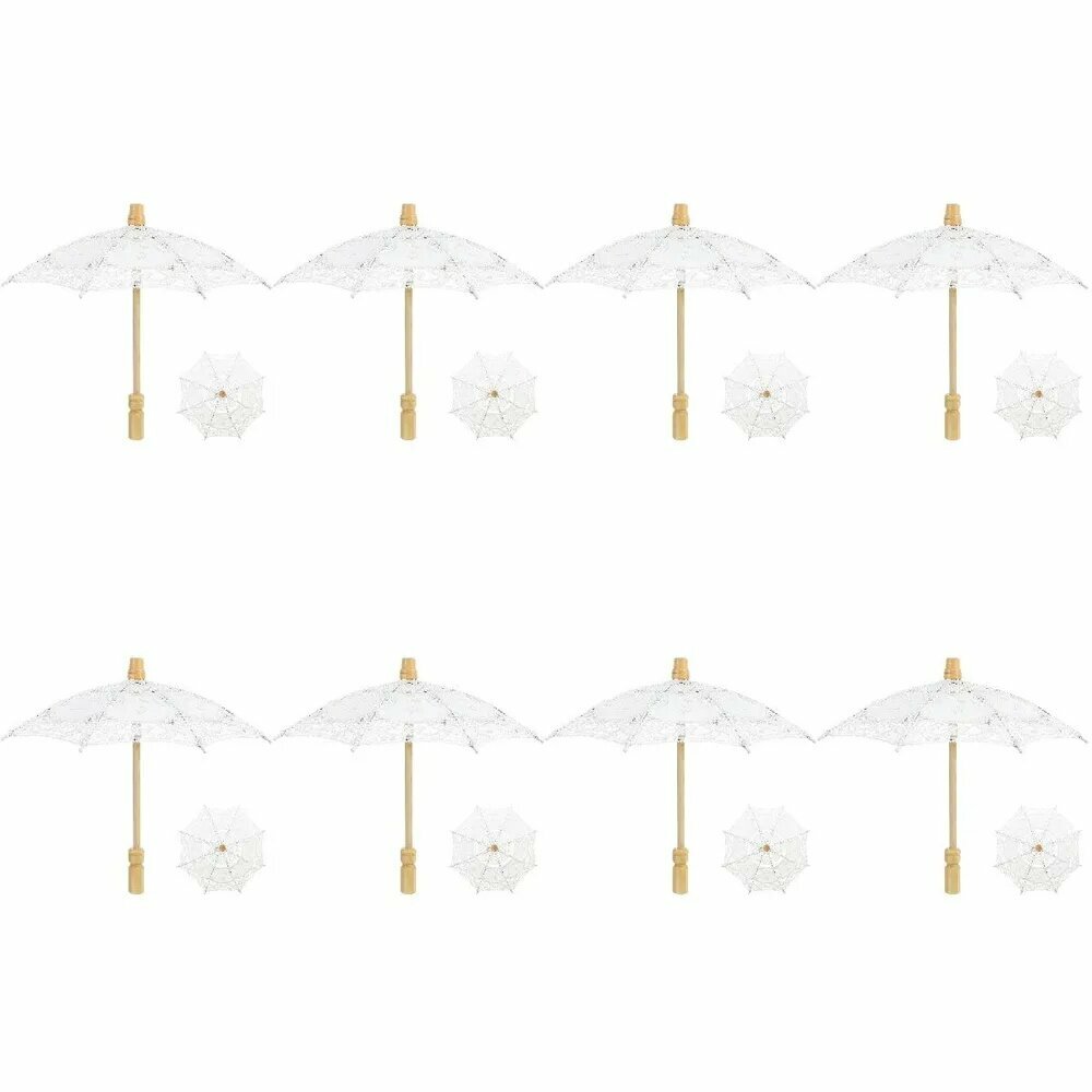 Свадебный белый кружевной зонт с вышивкой для украшения и фотосессий 8 штук