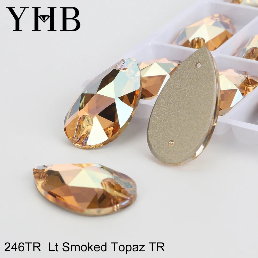 Стразы YHB 7x12 мм, 246TR Lt Smoked Topaz, 72шт