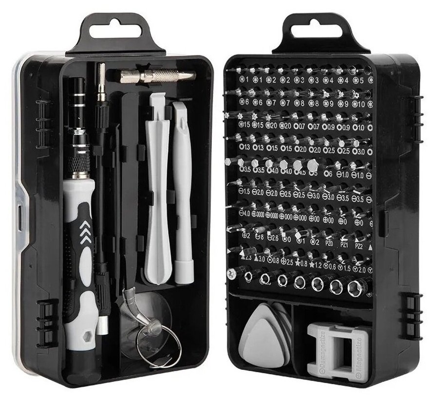 Набор инструментов OEM, для ремонта телефона и электроники, 115 шт, кейс, черный