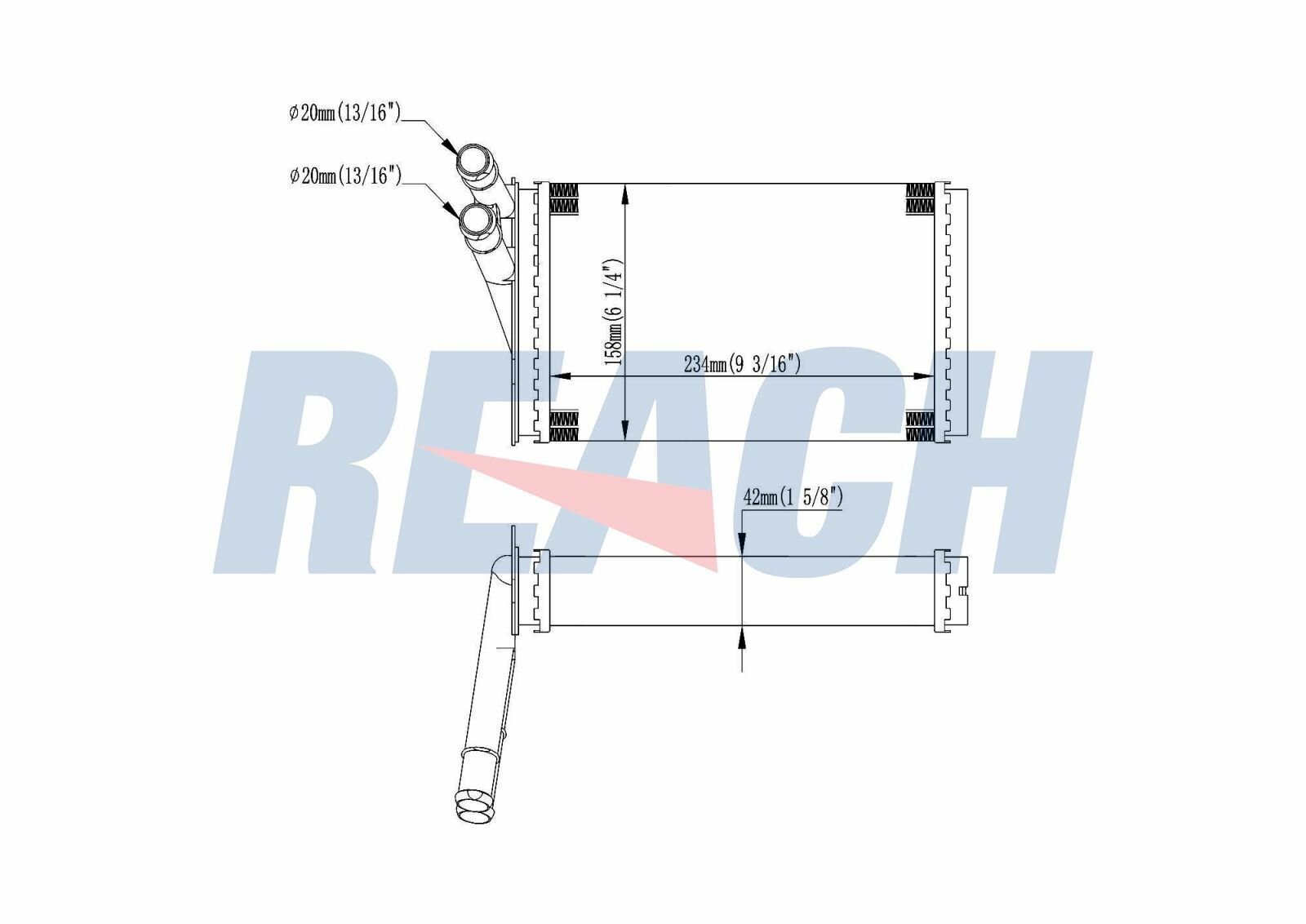 Радиатор отопителя REACH 1.18.15026 Audi 80, 90 B4 91- S2 1991-