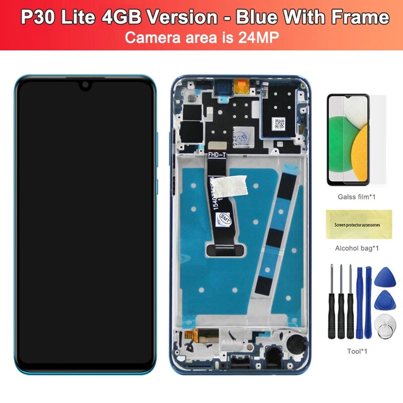 Экран дисплея P30 Lite с рамкой, для Huawei P30 lite MAR-L01A MAR-L21A ЖК-дисплей с 24MP Blue Frame