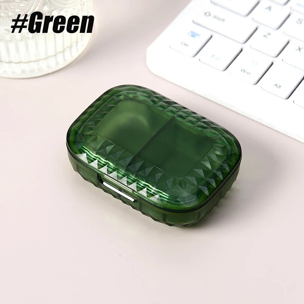 Таблетница дорожная зеленая, портативная