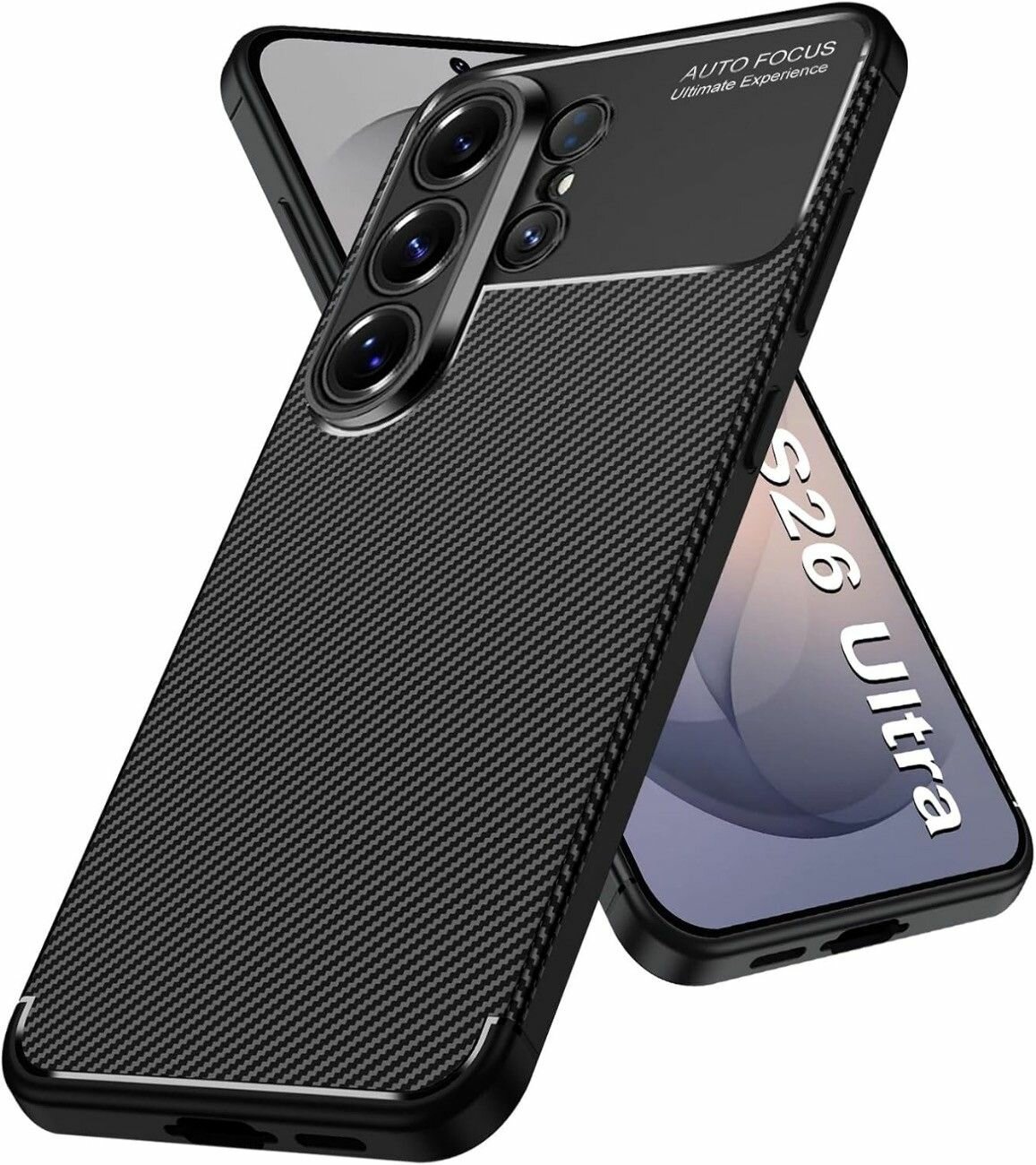 Чехол на Samsung Galaxy S26 Ultra силиконовый под карбон чёрный