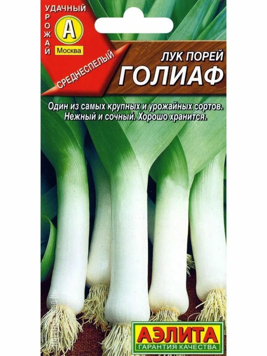 Лук порей семена Голиаф 0,5 г, снеднеспелый сорт крупный и вкусный