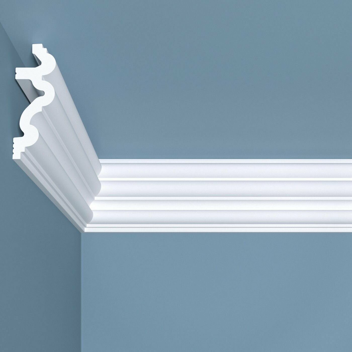 Карниз потолочный Bello Deco К6 Полистирол, размер 2000*80*30 мм под покраску 1 штука 2 метра