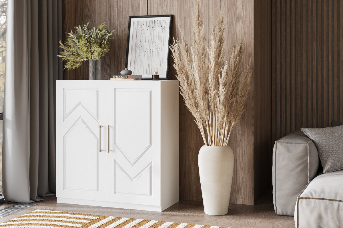 Комод Эверест-2 МДФ Белый для одежды двухдверный 70*90*40