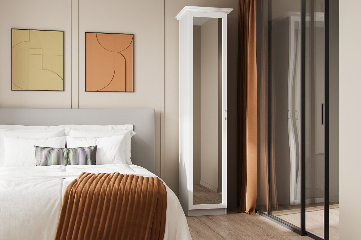 Шкаф распашной МебельЛэнд24 Стайл Классик - 1.2 40x40x220 для одежды однодверный с зеркалом