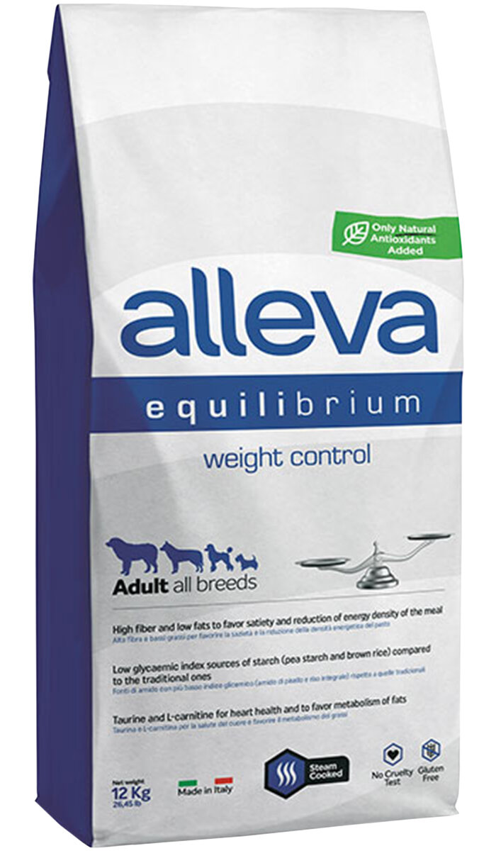 ALLEVA EQUILIBRIUM DOG ALL BREEDS WEIGHT CONTROL диетич для собак всех пор c курицей и бурым рисом 12 кг