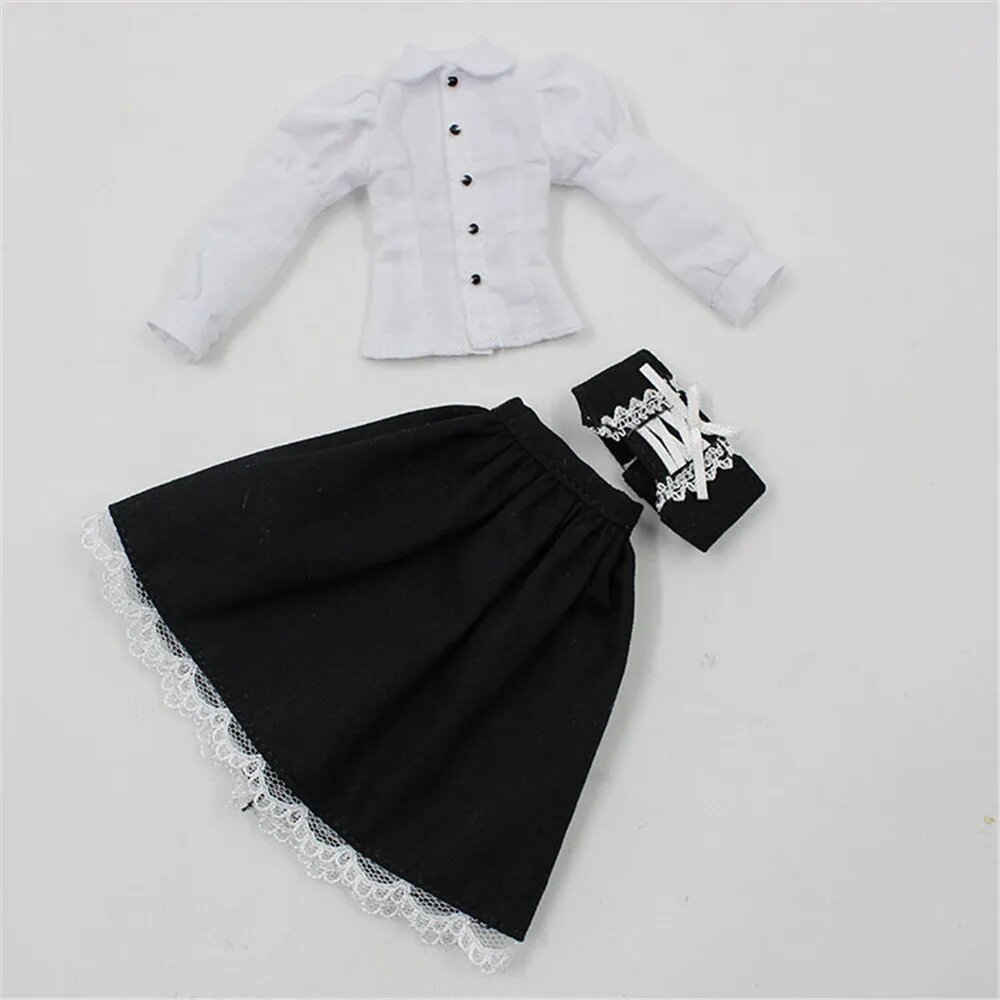 Наряд для куклы Blythe с корсетом и рубашкой Белый, black