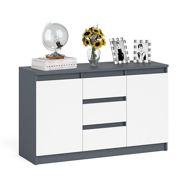 Комод Мори МК1200.3, цвет графит/белый