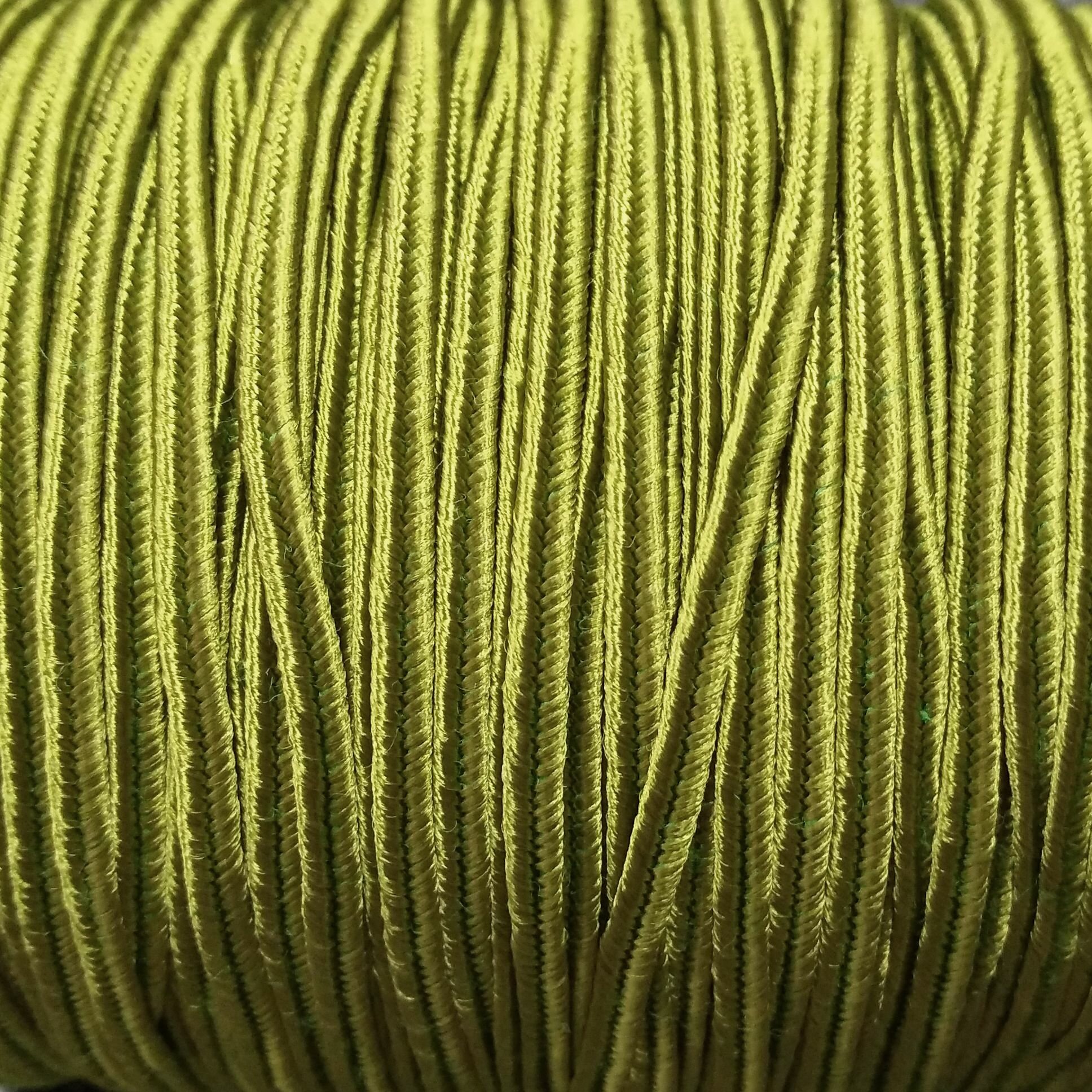 Сутаж, 3х1мм, вискоза, цвет оливково-зеленый, 5 метров