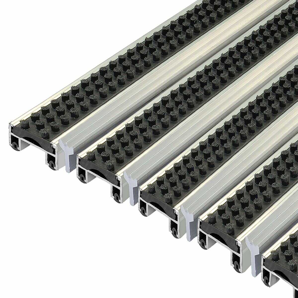 Придверная решетка Эконом "Щетка+скребок" 60 х 40 см алюминиевая, грязезащитная, коврик от грязи