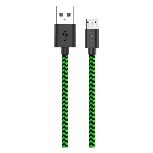 Кабель PERO DC-04, micro USB (m) - USB (m), в оплетке, зеленый / черный [prdc-04mu1mgb]