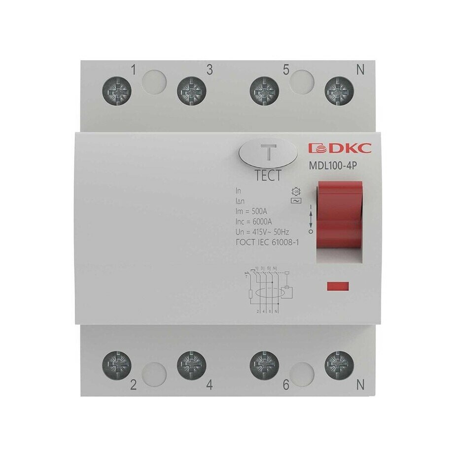 УЗО 40А 30 мА 4P тип AC 10 кА (MDL100-4P2-40-AC)