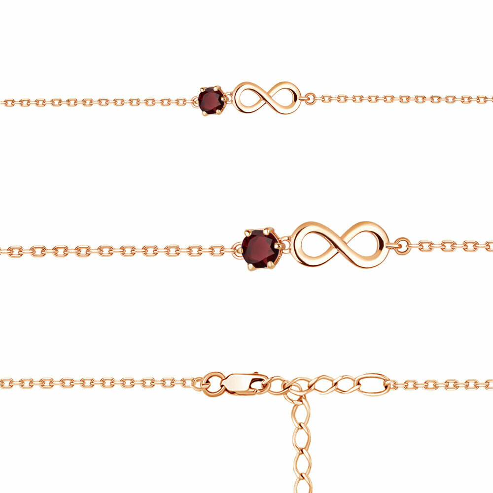 Браслет, серебро, 925 проба, золочение, гранат