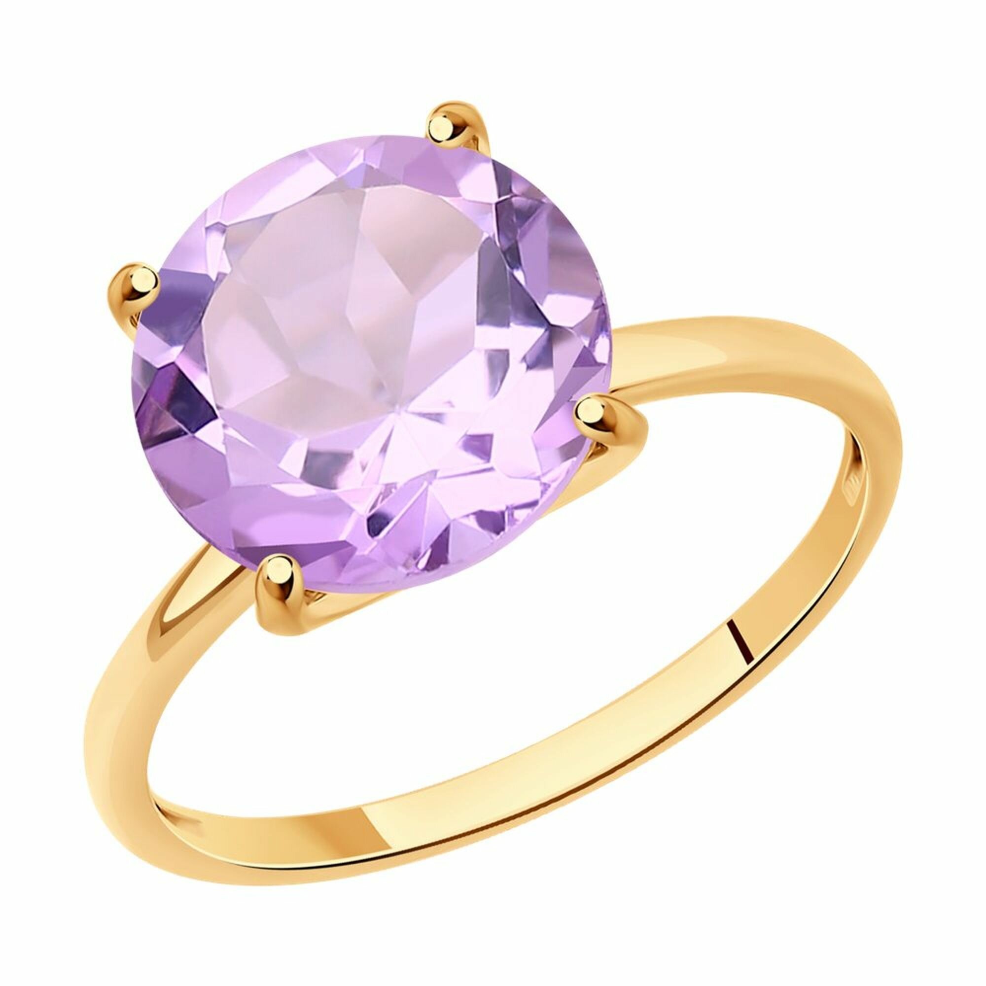 Кольцо, красное золото, 585 проба, аметист