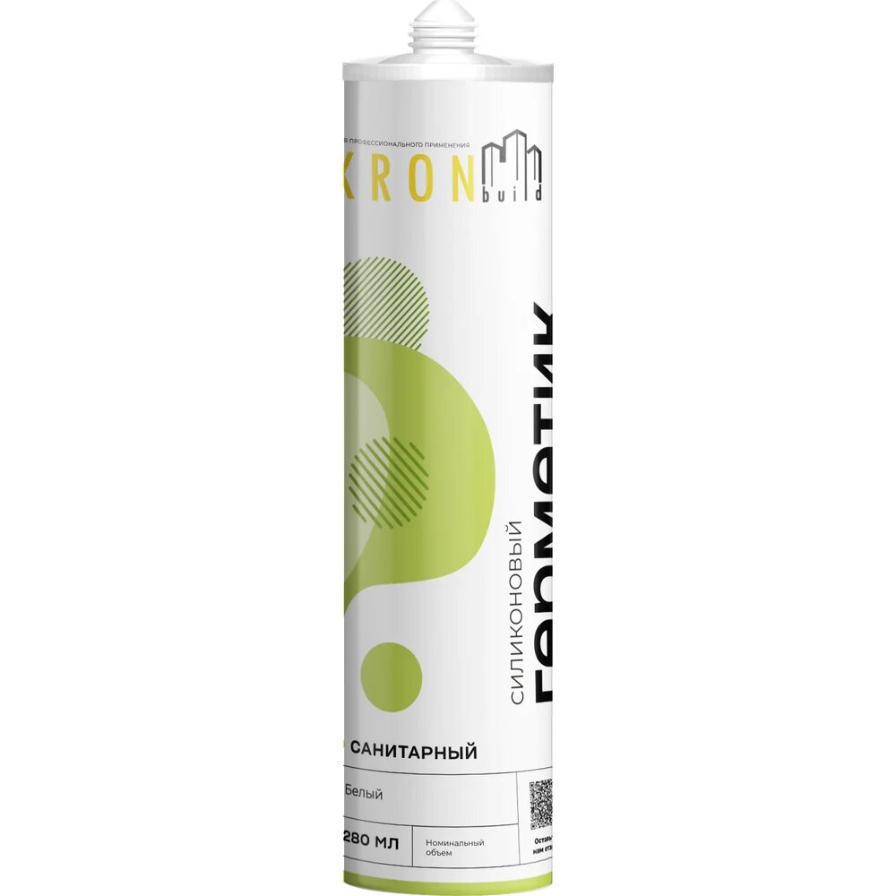 Силиконовый санитарный герметик Kronbuild белый 280 гр SSW28, Силиконовый санитарный герметик kronbuild, белый 280гр