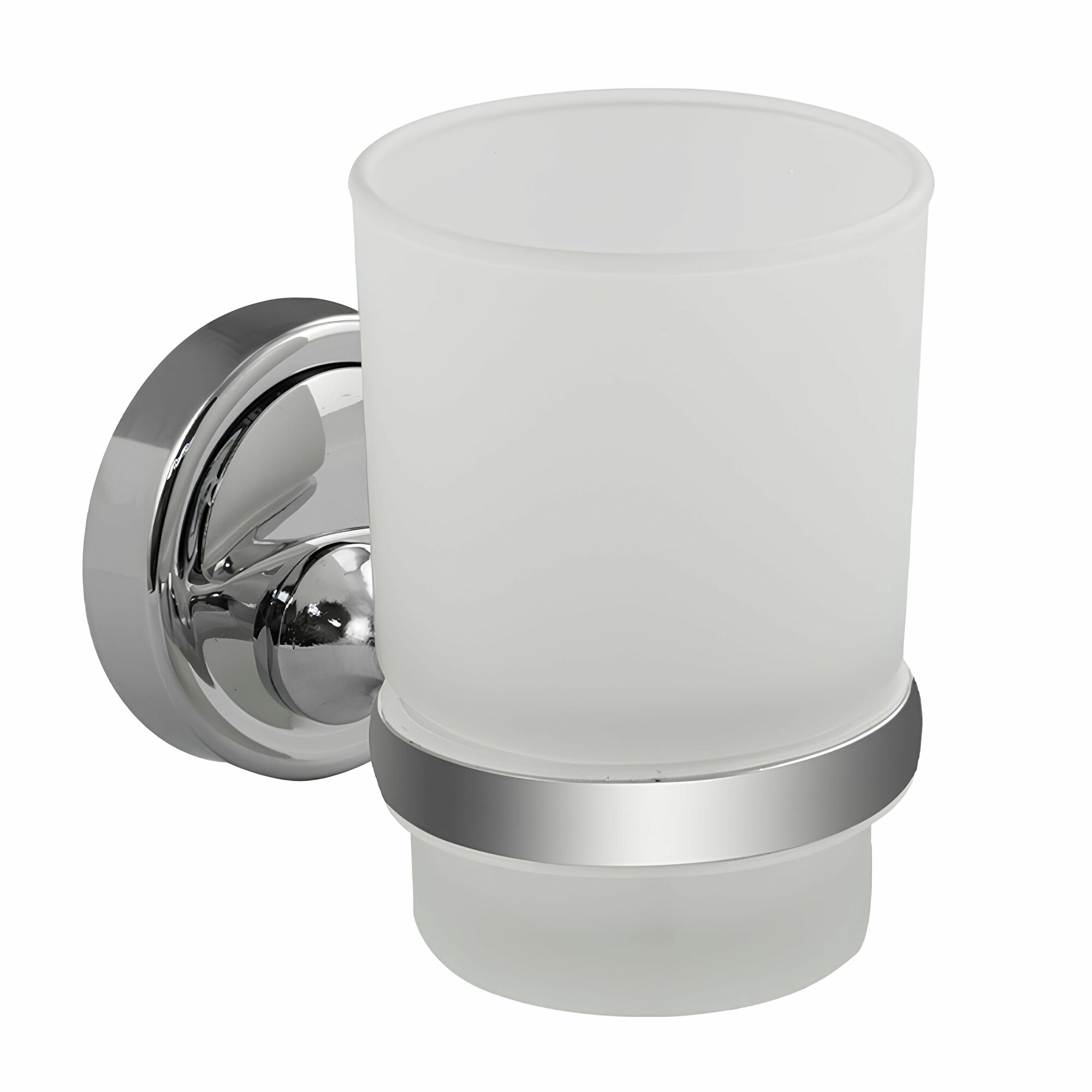 Стакан для зубных щеток и пасты стеклянный настенный, хромированный