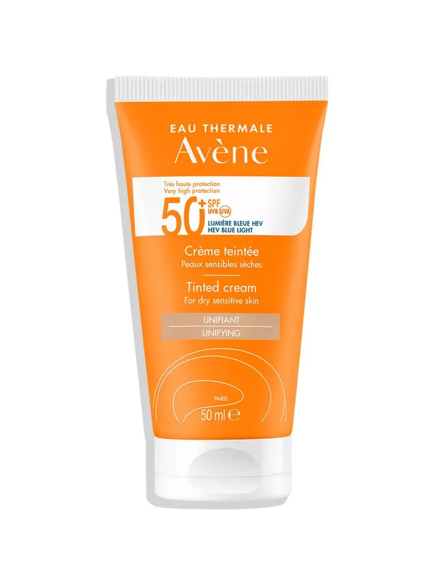 Солнцезащитный крем Avene, SPF 50, увлажняющий, тонирующий, водостойкий, 50 мл