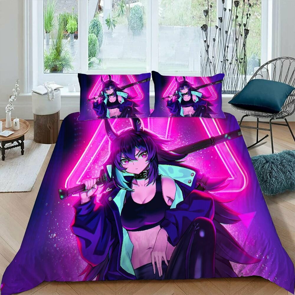 Постельное белье 1,5 спальное / 2-х , Пододеяльник, Аниме девушка